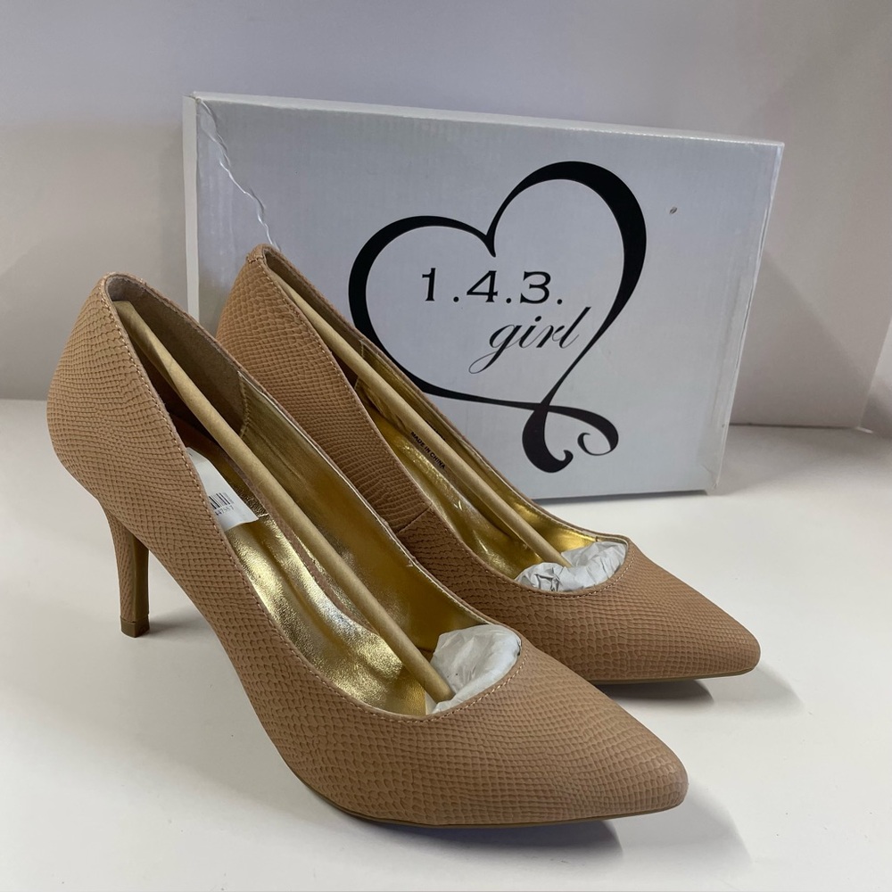 143 Girls Owanda Nude Pebble Texture Pointed Toe Pump… - Gem